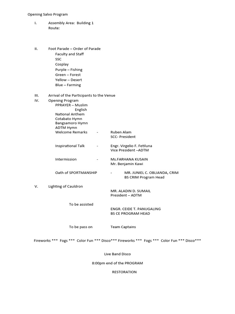 Opening Salvo Program | PDF