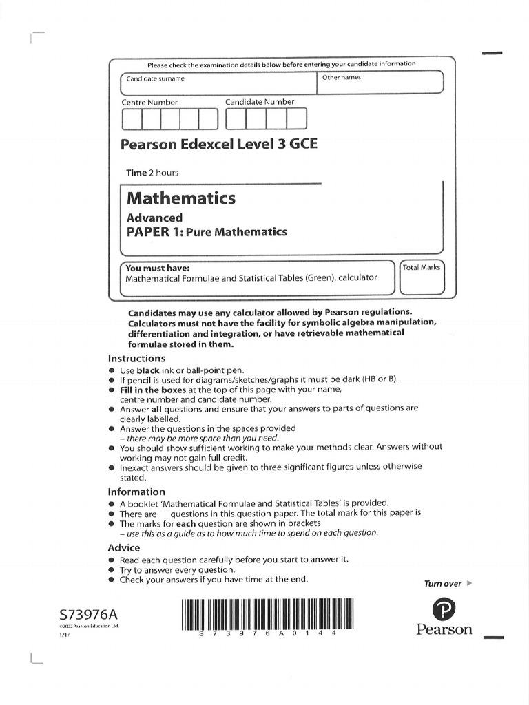 BSAK A Level Pure Mock May 2023 | PDF