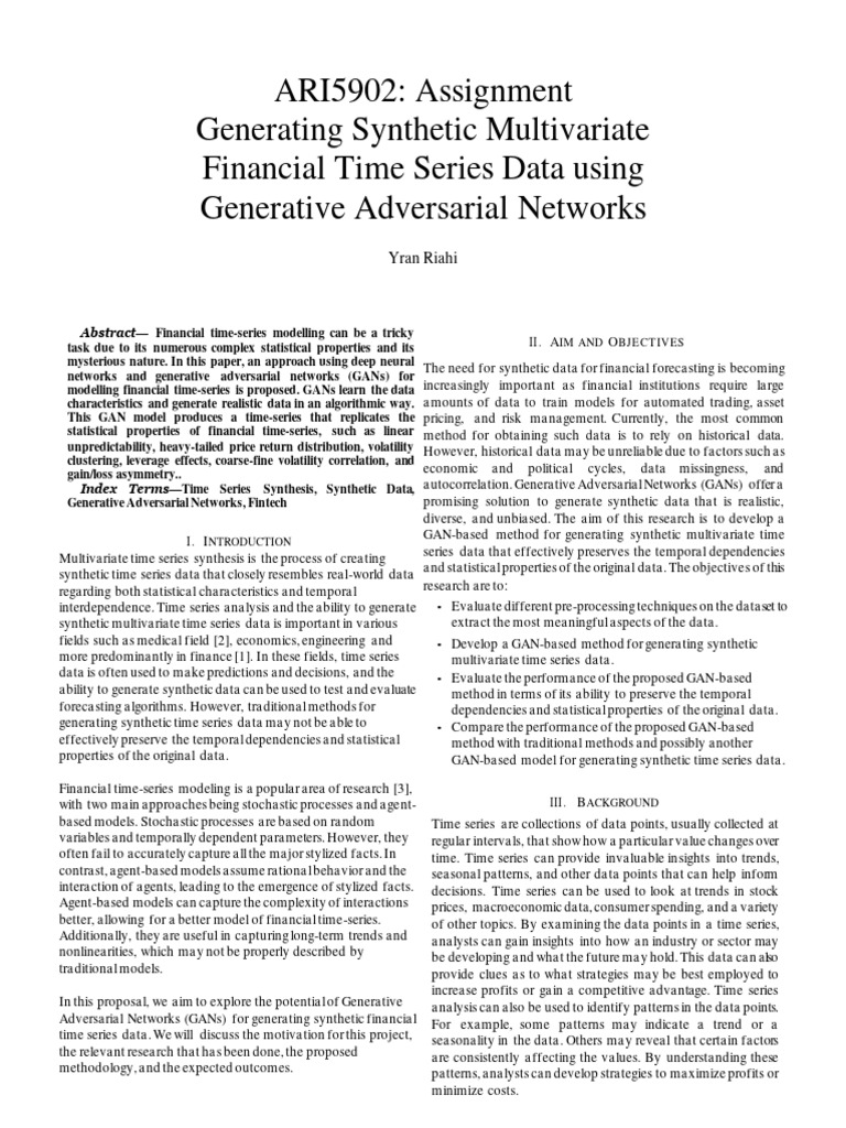 7933 Yran Riahi ARI5902 - Generating Synthetic Multivariate Financial Time Series Data Using ...