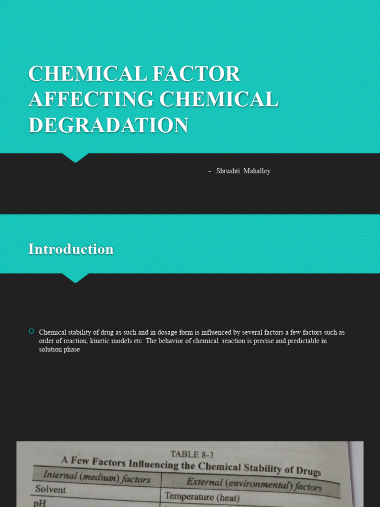 Chemical Factor Affecting Chemical Degradation | PDF | Catalysis ...