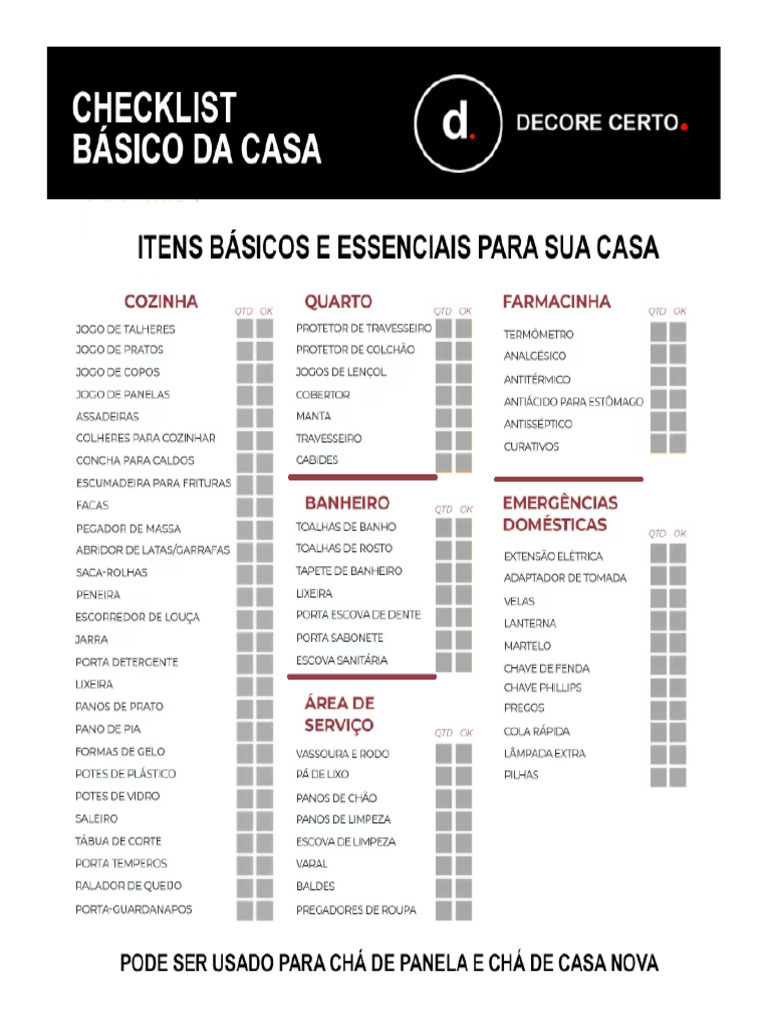 Lista Basica de Itens Decore Certo | PDF