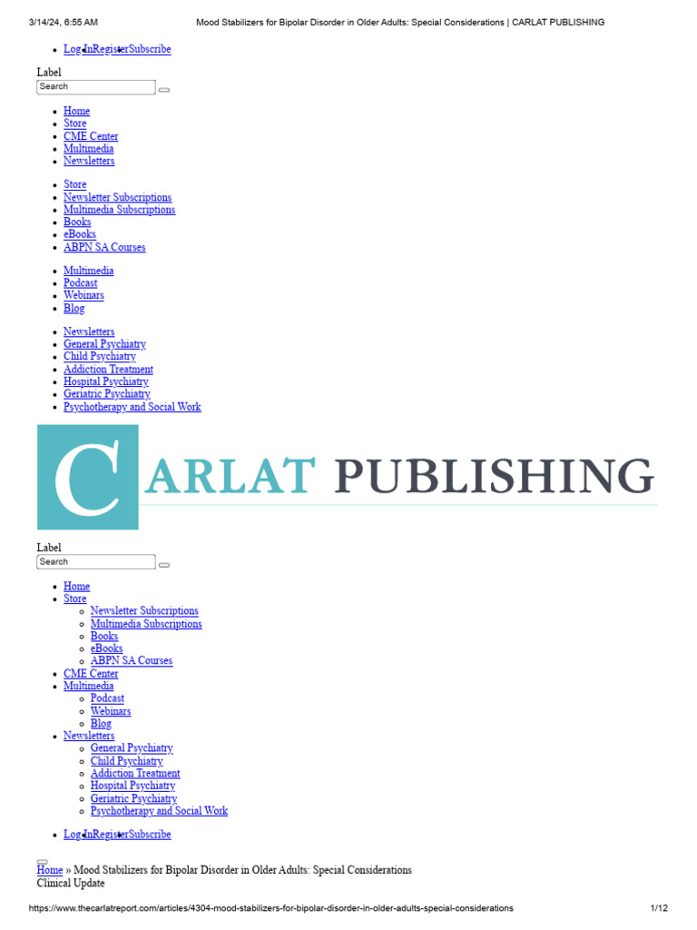Mood Stabilizers for Bipolar Disorder in Older Adults_ Special Considerations _ CARLAT ...