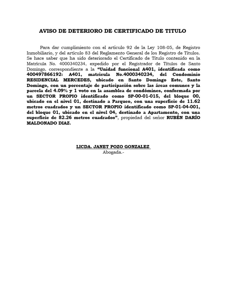 Publicacion Perdida Titulo - Rubén Darío Maldonado - Cesar Beltre | PDF ...