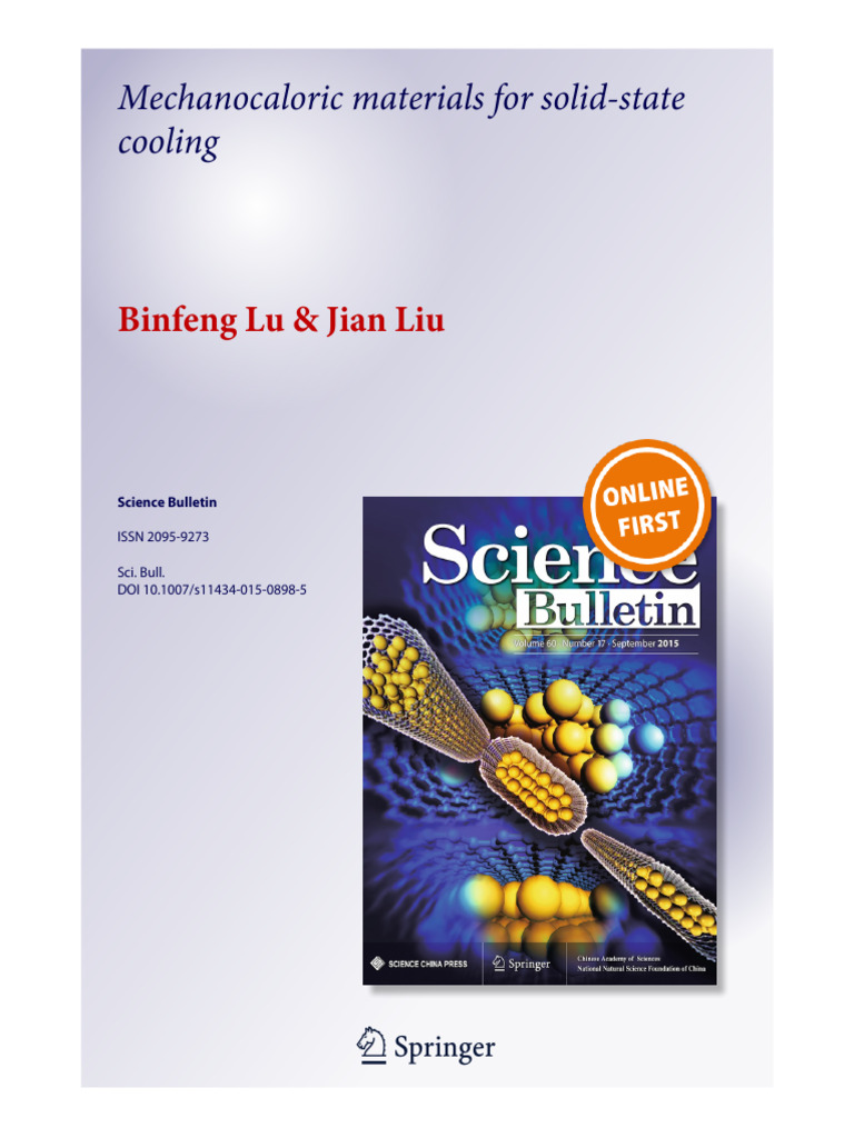 Mechanocaloric Materials For Solid-State Cooling 2015 | PDF | Shape Memory Alloy | Heat