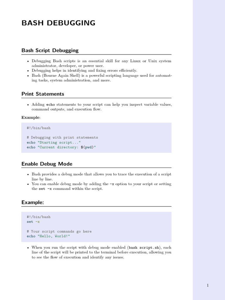 Bash Debugging | PDF | Unix Software | System Software Bash Debugging | PDF | Unix Software | System Software