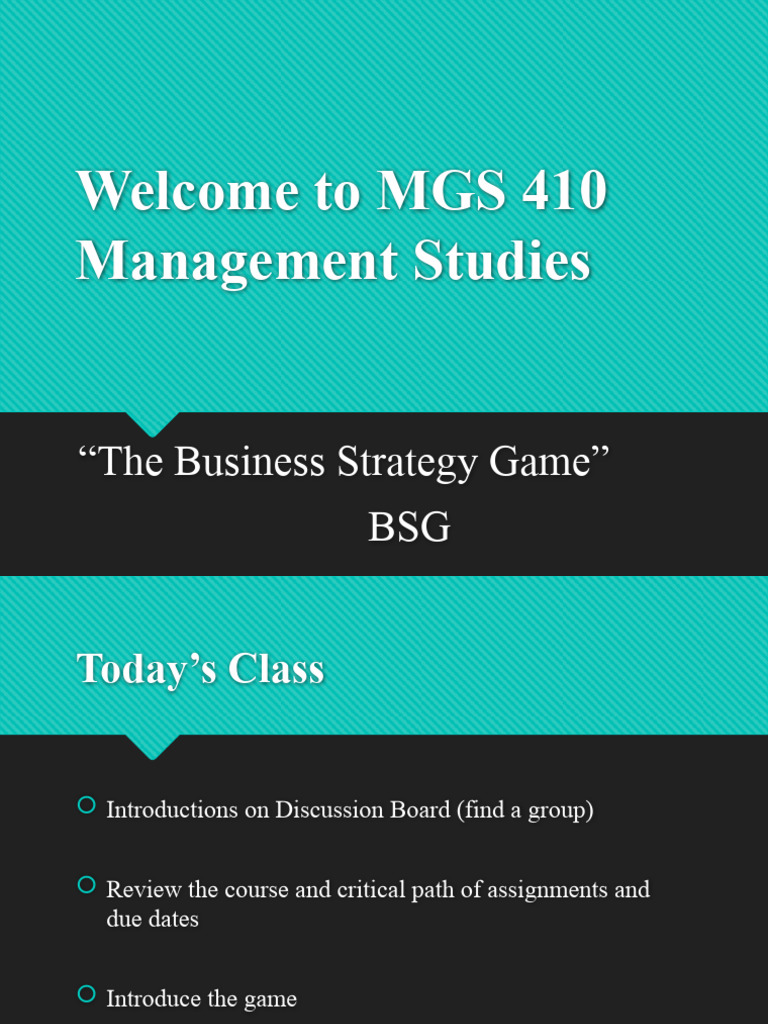 BSG PowerPoint Presentation - Week 1.MGS 410. W.2024 | Download Free ...