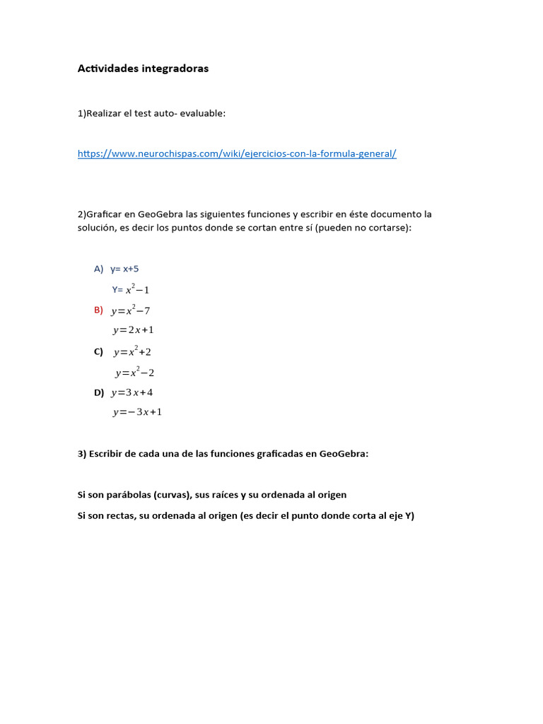 Actividades Integradoras-Geo Gebra | PDF