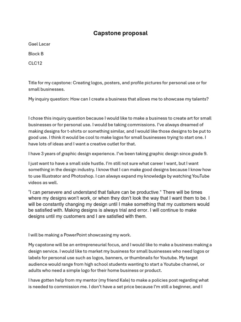 Graphic Design Capstone Proposal | PDF | Graphic Design