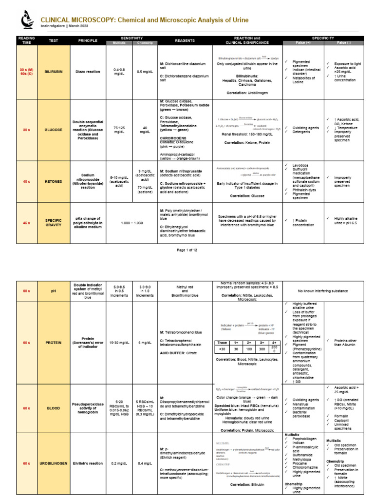Chemical and Microscopic Analysis of Urine | PDF | Medical Specialties