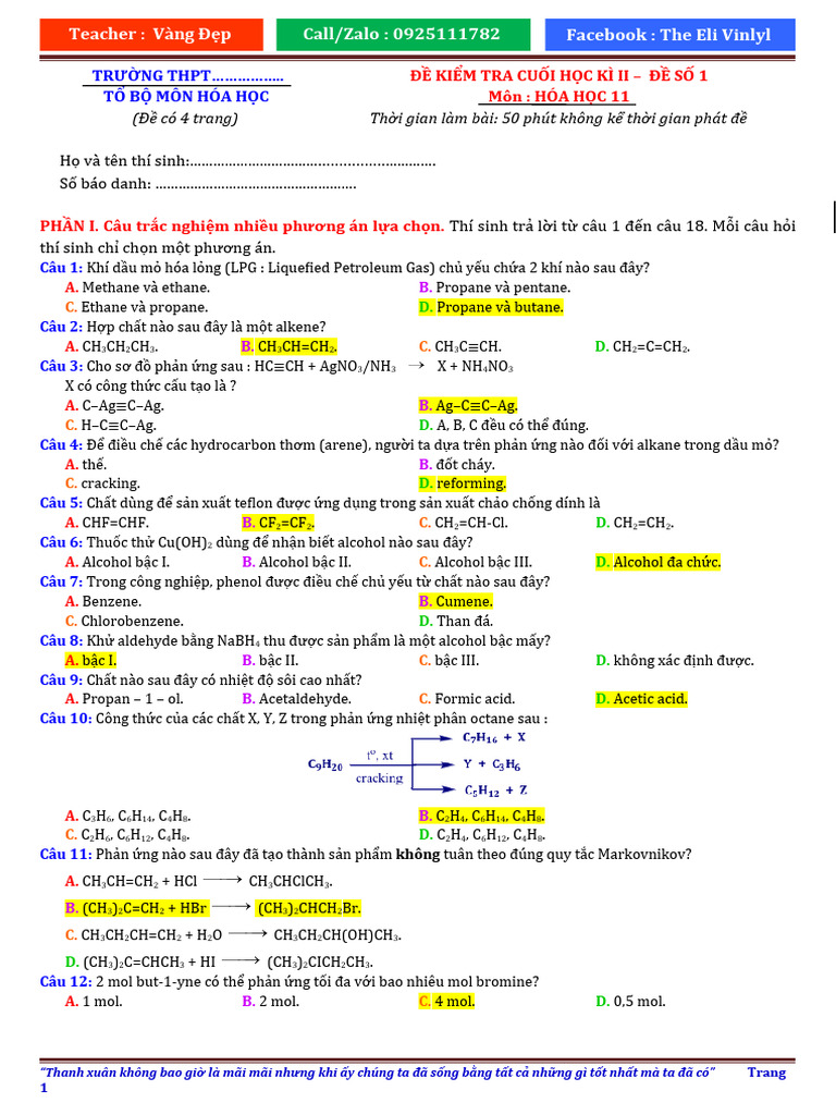 Đa - 15 Đề CK Ii - Hóa 11 | PDF