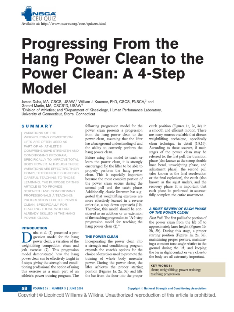 Progressing From The Hang Power Clean To The Power.8 | PDF | Strength ...