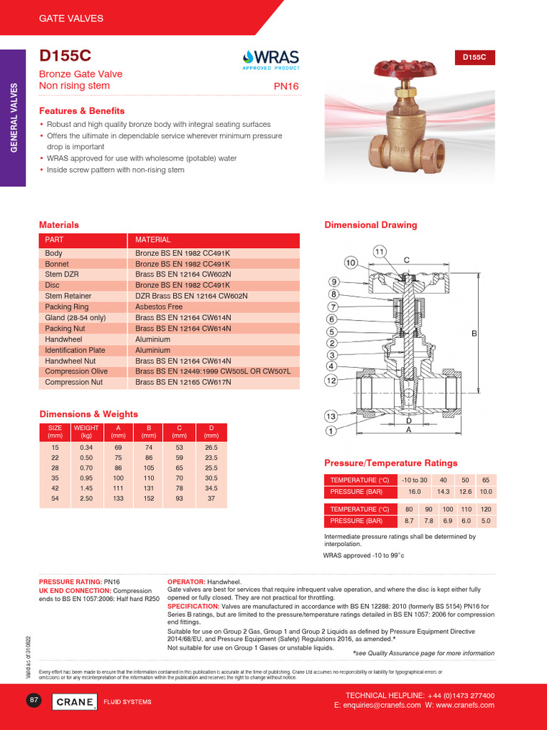 D155C Gate Crane FS DS 0922 | PDF | Valve | Gases