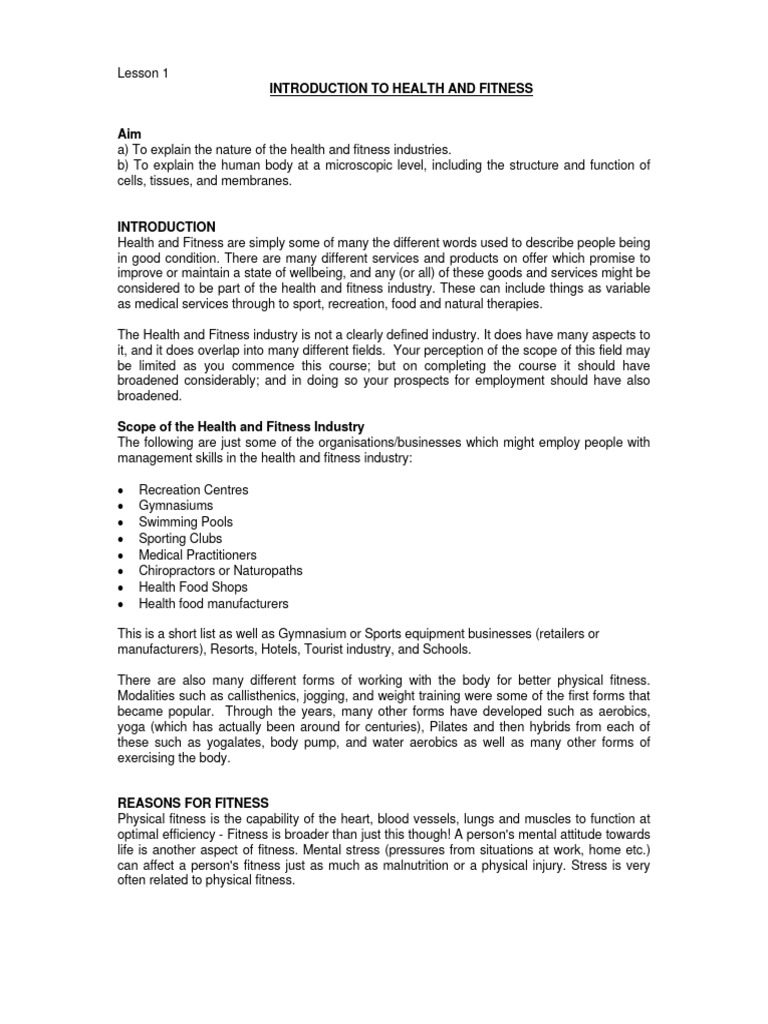 Introduction to Health and Fitness Basics | PDF | Epithelium | Muscle