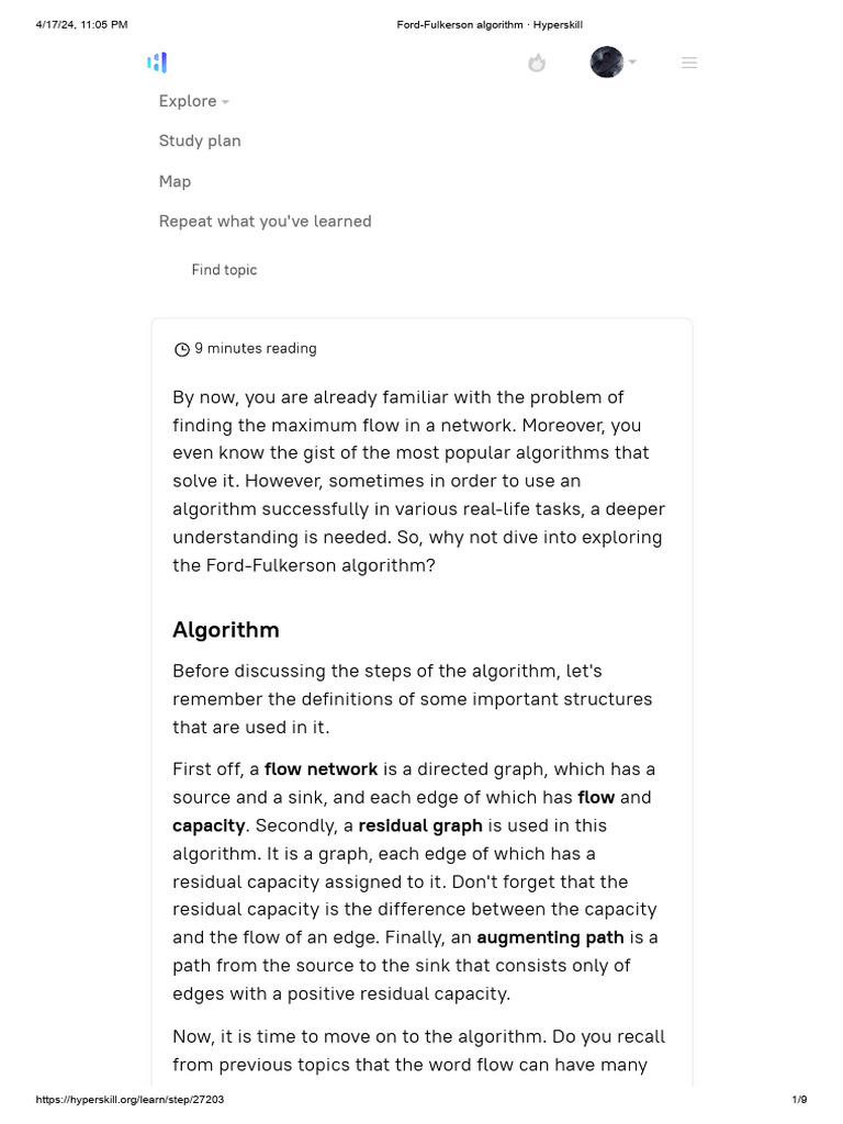Ford-Fulkerson Algorithm Hyperskill-Analysis | PDF | Theoretical ... Ford-Fulkerson Algorithm Hyperskill-Analysis | PDF | Theoretical ...