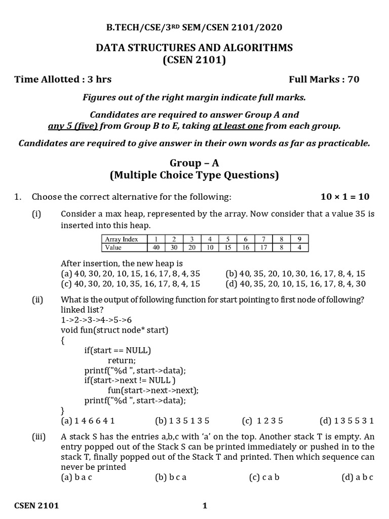 DSA_2020 | PDF | Algorithms And Data Structures | Algorithms DSA_2020 | PDF | Algorithms And Data Structures | Algorithms