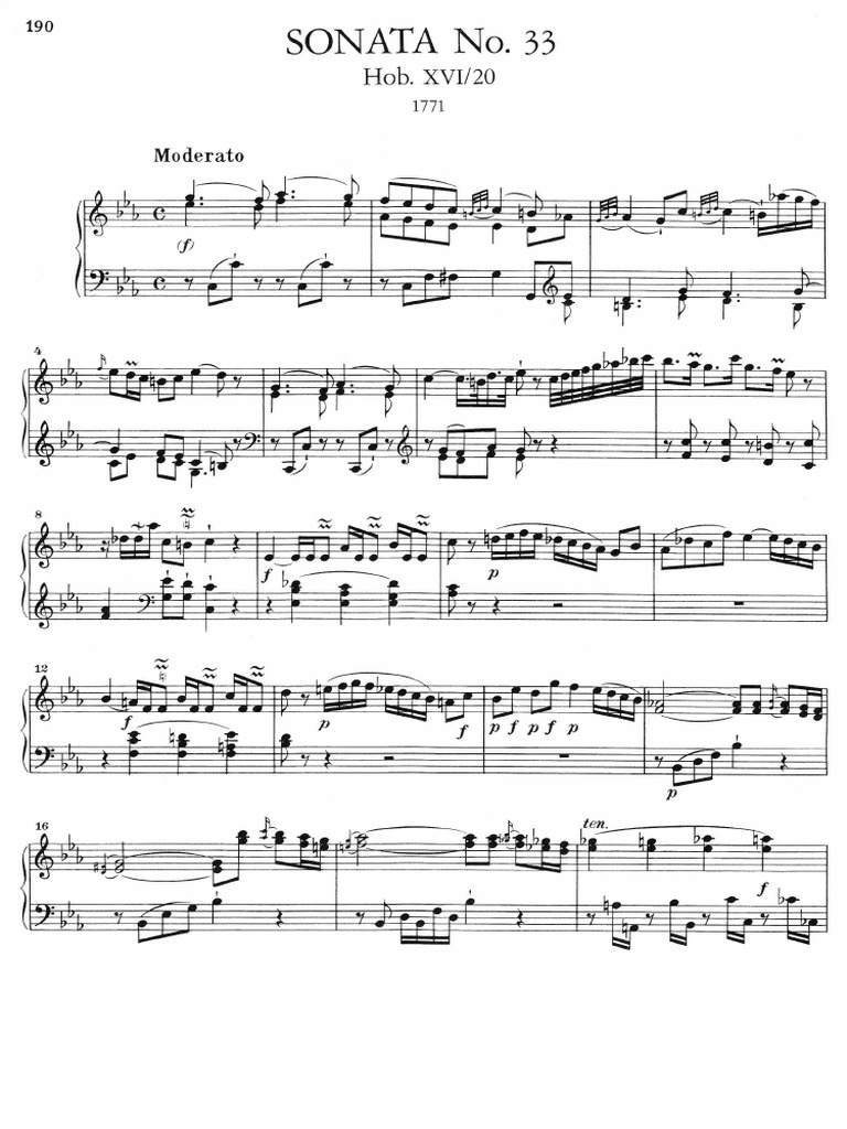 Haydn - Sonata No. 33, Hob. XVI 20 (Wien | PDF