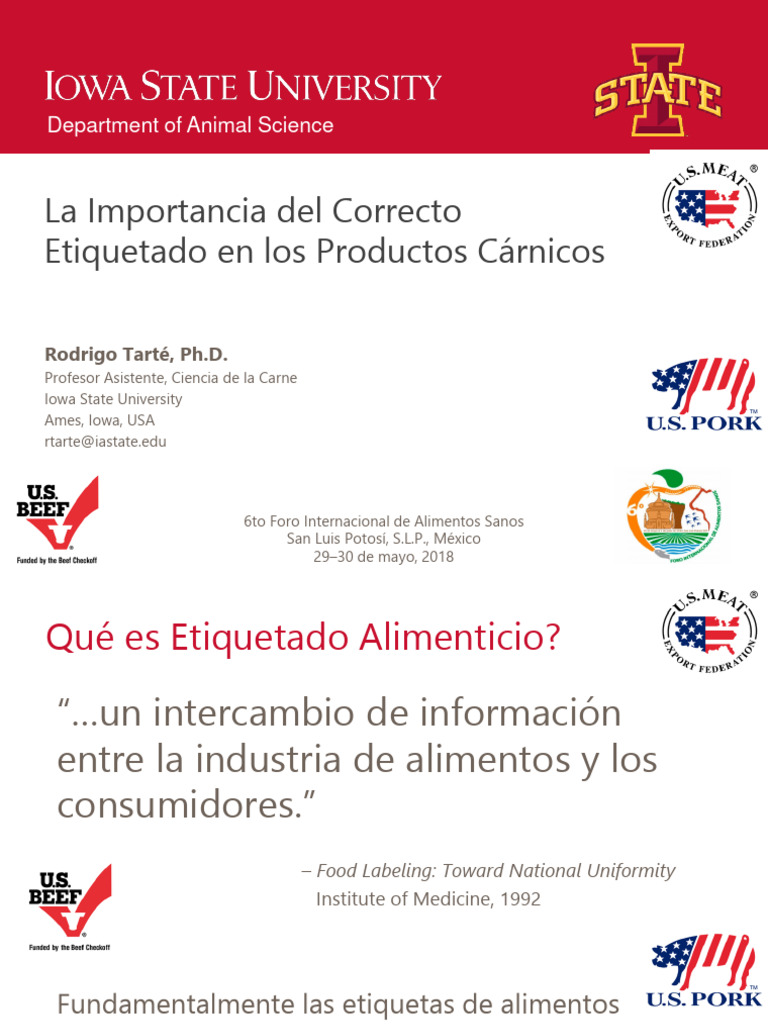 Importancia Etiquetado-Rodrigo Tart - ISU | PDF | Curado (Conservación de Alimentos) | Alimentos