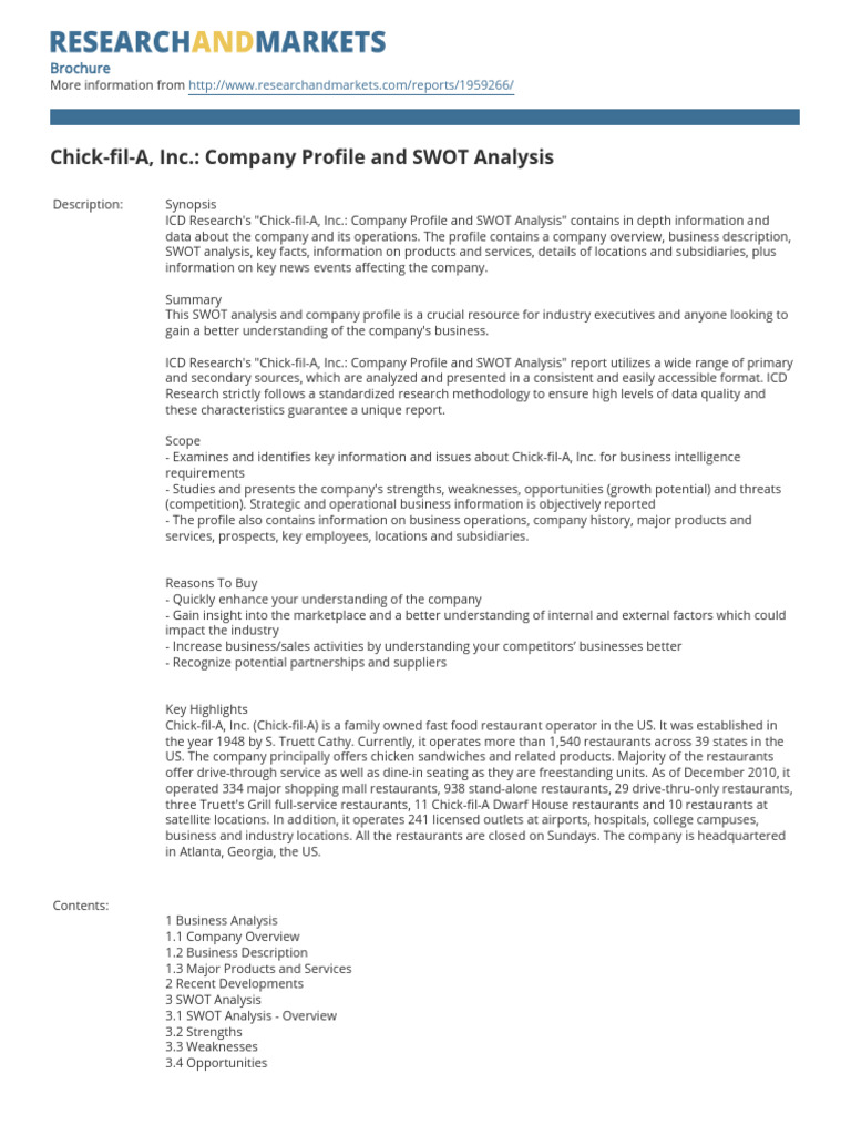 BChickb Bfil Ab Inc Company Profile and SWOT Analysis | PDF | Business ...