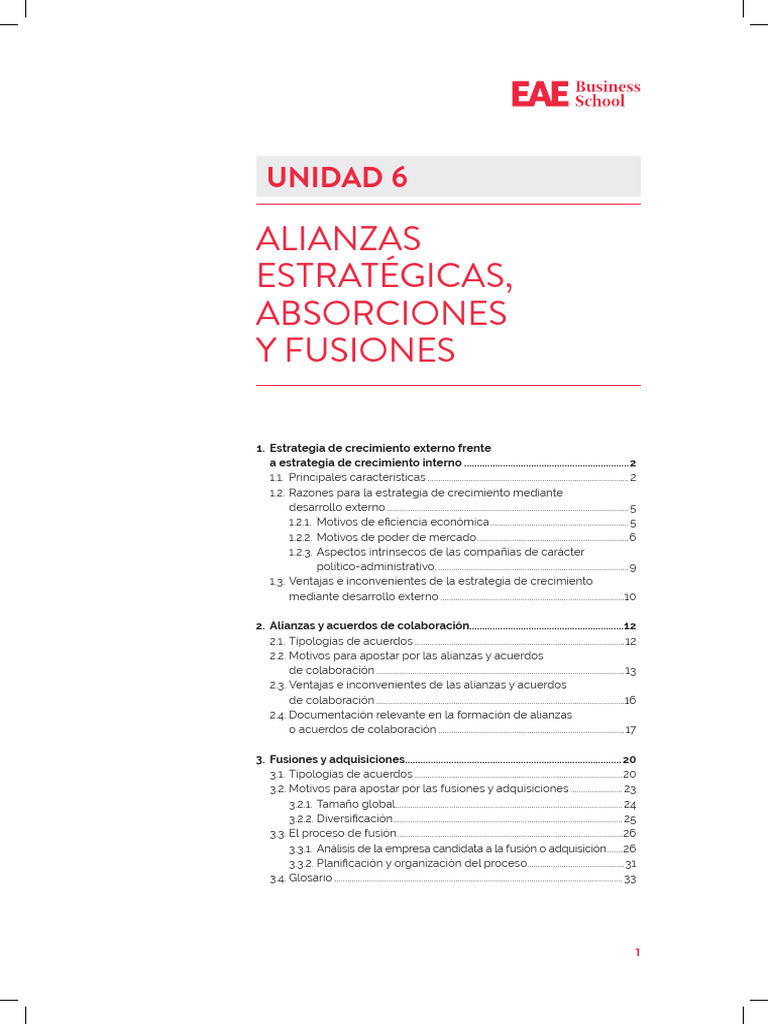 MBA-EMBA - Unidad 6. Alianzas Estrategicas, Absorciones y Fusiones | PDF | Business | Proyecto ...