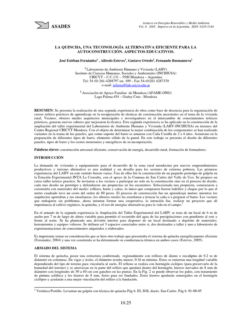 Asades2005 - Art075 LA QUINCHA, UNA TECONOLOG - A ALTERNATIVA EFICIENTE ...
