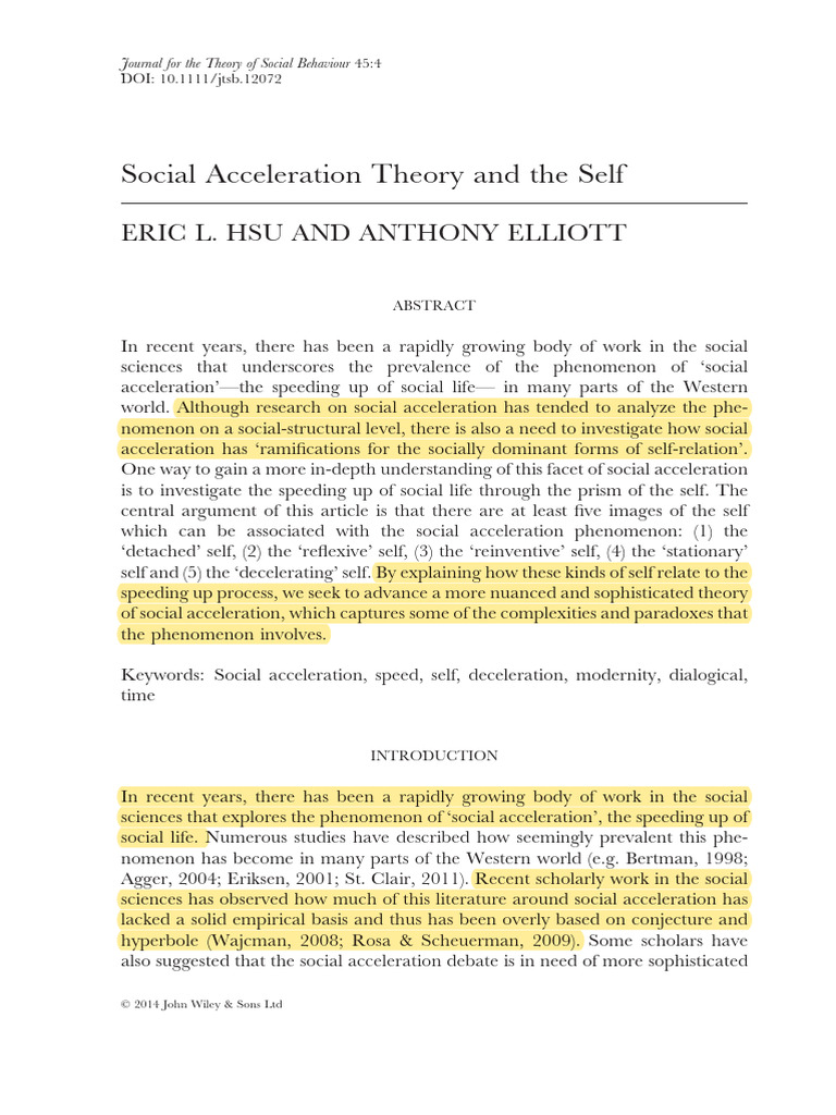 3 - Social Acceleration Theory and The Self | PDF | Self | Reflexivity ...