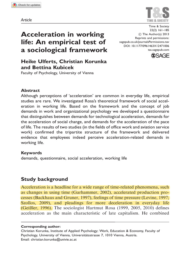 7 - Acceleration in Working Life | PDF | Survey Methodology | Modernity