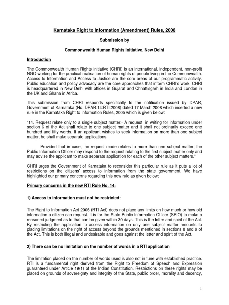 Karnataka Rti Amendement Rules 2008 | PDF | Human Rights | Political Law