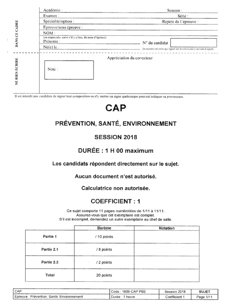 Sujet Pse Cap 2018-06 | PDF
