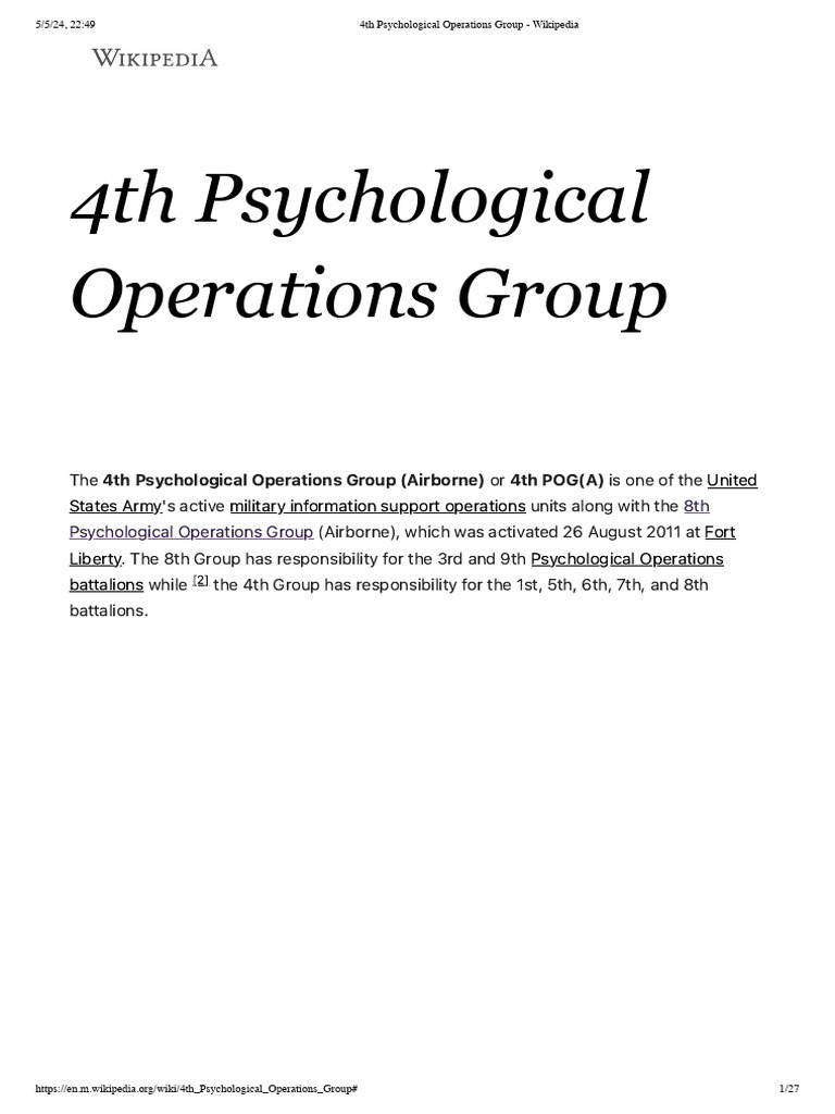 4th Psychological Operations Group | Download Free PDF | Military ...