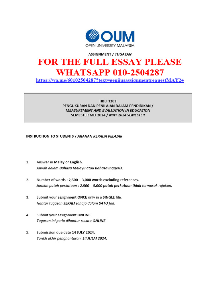 Hbef3203-Measurement and Evaluation in Education | PDF