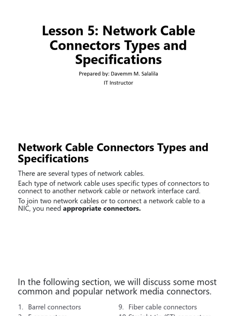 Lesson 5 Network Connector Types1 | PDF | Electrical Connector | Usb