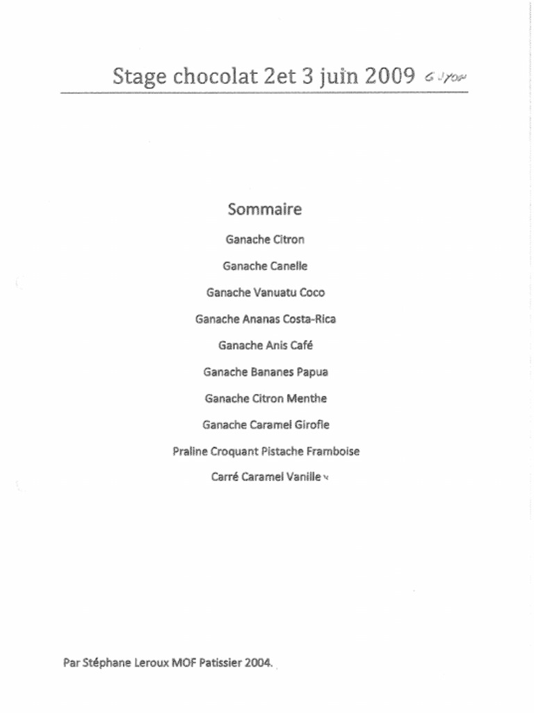 Stage Stephane Leroux Interieur Chocolat 2009 PDF Version 2 | PDF