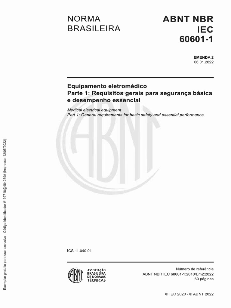 Emenda 2022 - ABNT NBR IEC 60601-1 | PDF