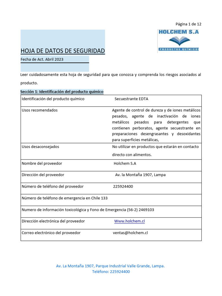 Secuestrante Edta | PDF | Química