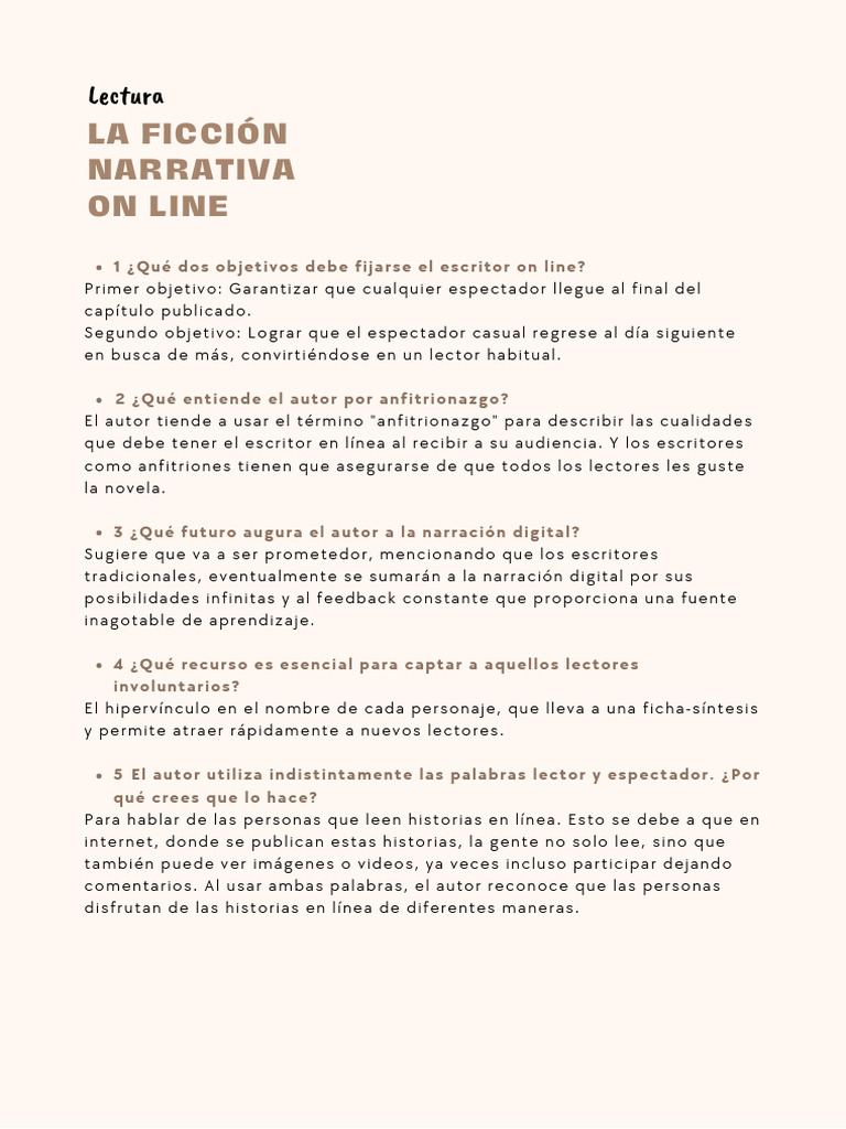 La Ficción Narrativa On Line | PDF | Narración | Información