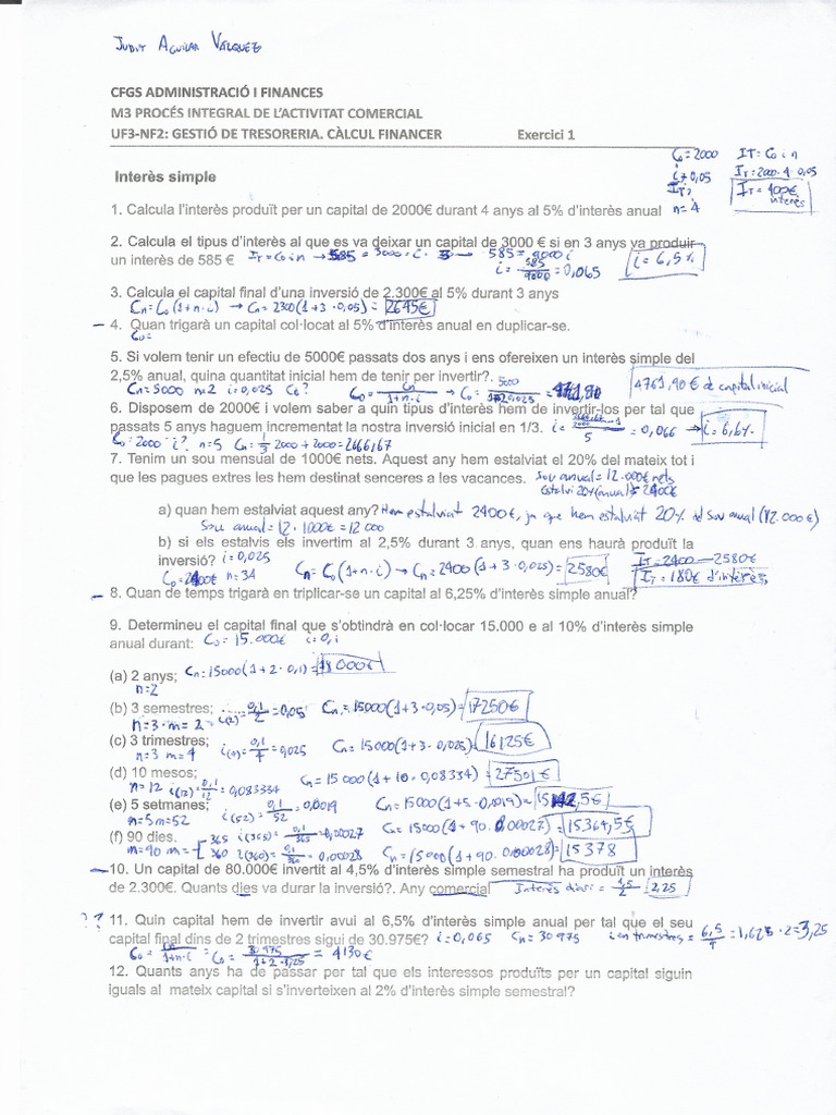 Activitat Interès Simple | PDF