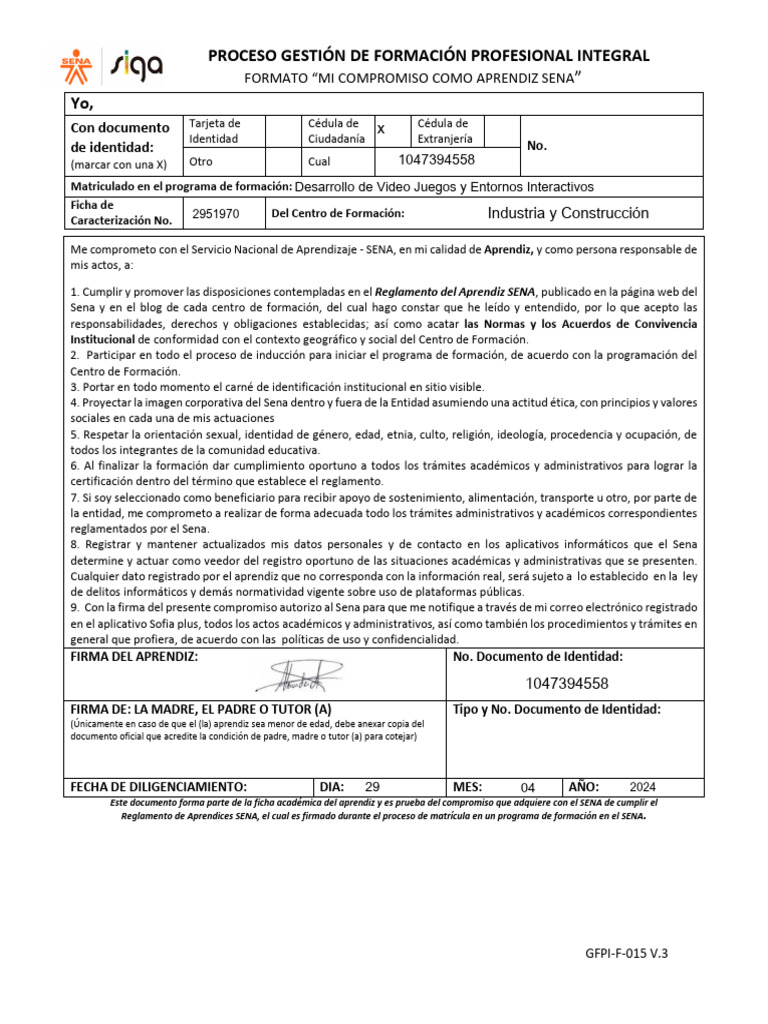 2 Compromiso SENA | PDF | Documento de identidad