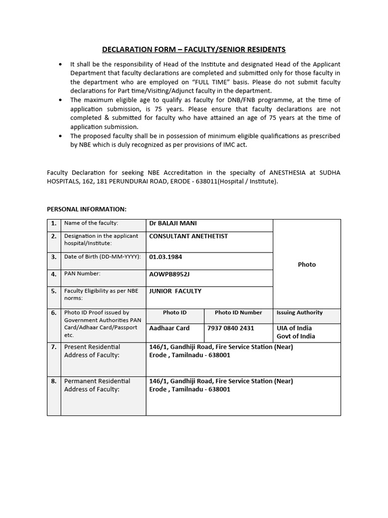 Faculty Declaration Form | Download Free PDF | Doctor Of Medicine | Thesis