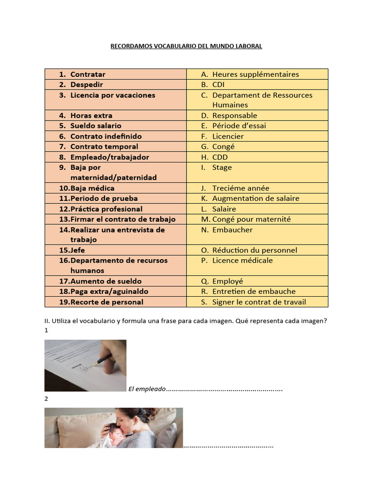 Recordamos Vocabulario Del Mundo Laboral 3 | PDF | Crecimiento personal ...