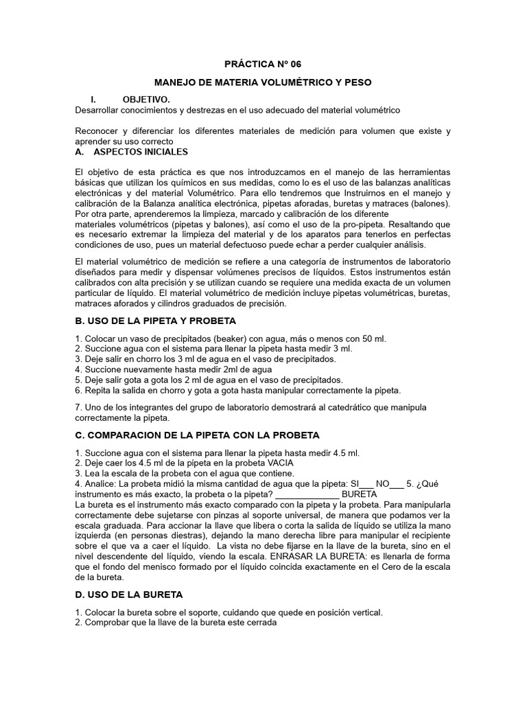 Pr-Ctica N - 06 | PDF | Volumen | Valoración