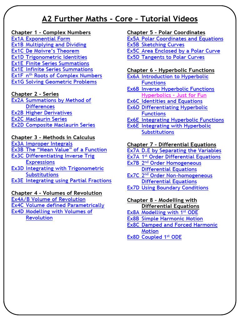 A2 FM Tutorials and Revision Page | PDF | Equations | Trigonometric ...