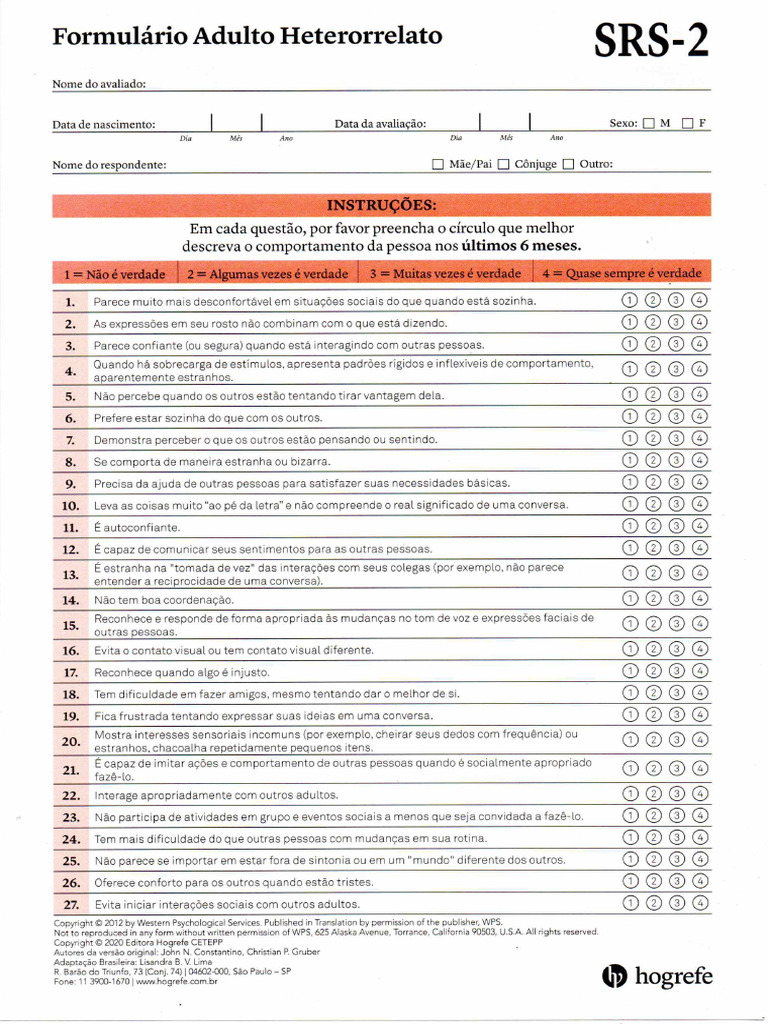 Srs-2 Adulto Heterorelato Completo | PDF