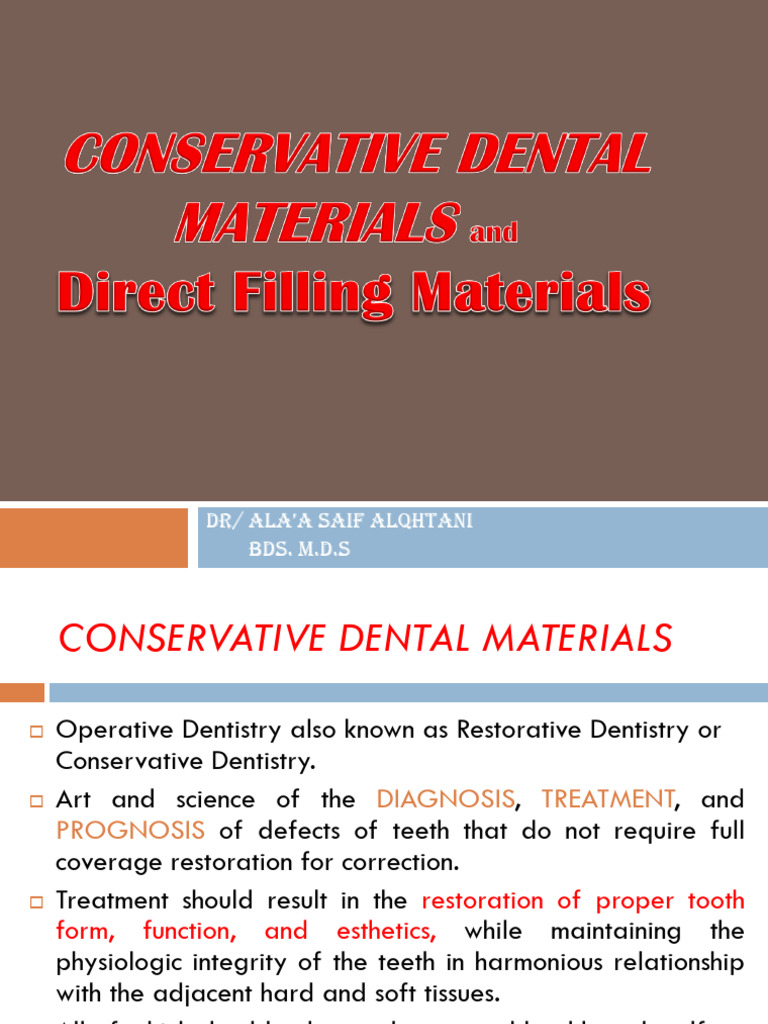 Direct Filling Materials AND DENTAL RESTORATIVE MATERIALS | PDF ...