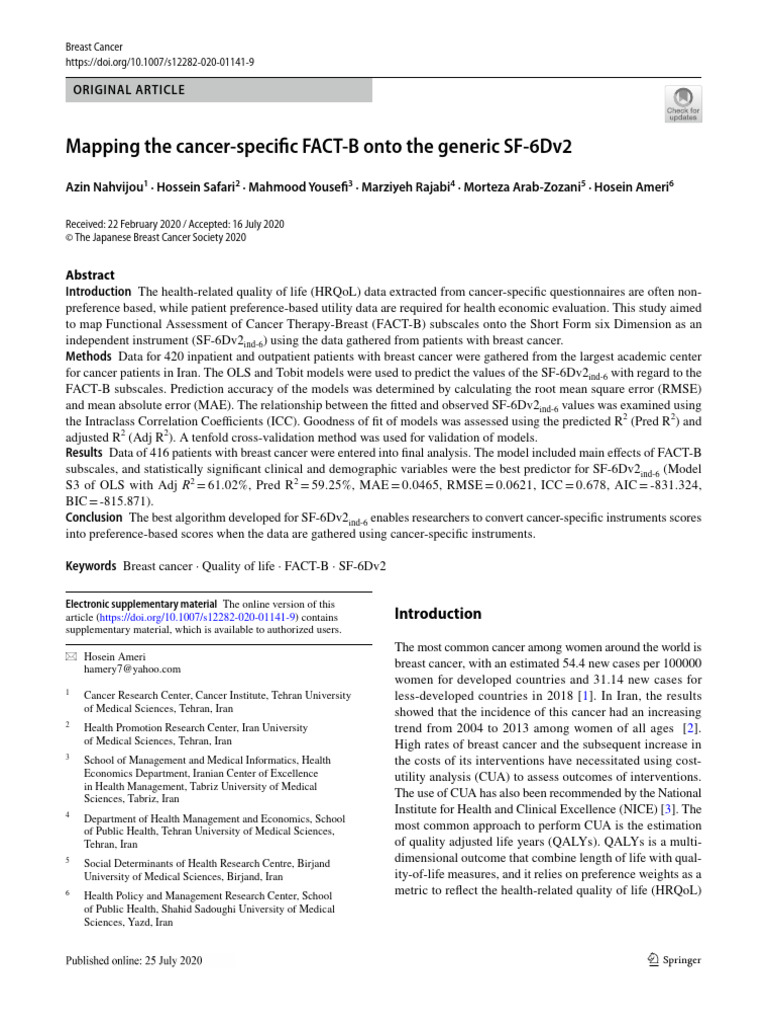 Mapping The Cancer Specific FACT B Onto | PDF | Errors And Residuals ...