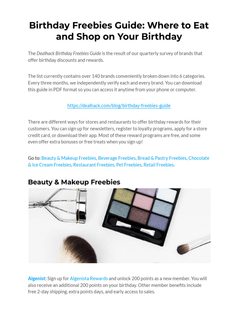 Birthday Freebies List Updated | PDF | Discounts And Allowances ...