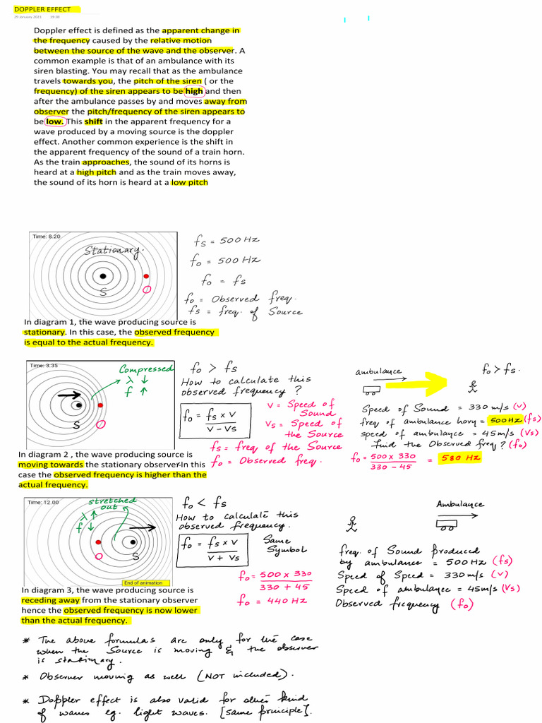 DOPPLER EFFECT (formulas) | PDF