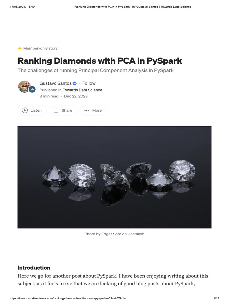 Ranking Diamonds With PCA in PySpark - by Gustavo Santos - Towards Data Science | PDF ...