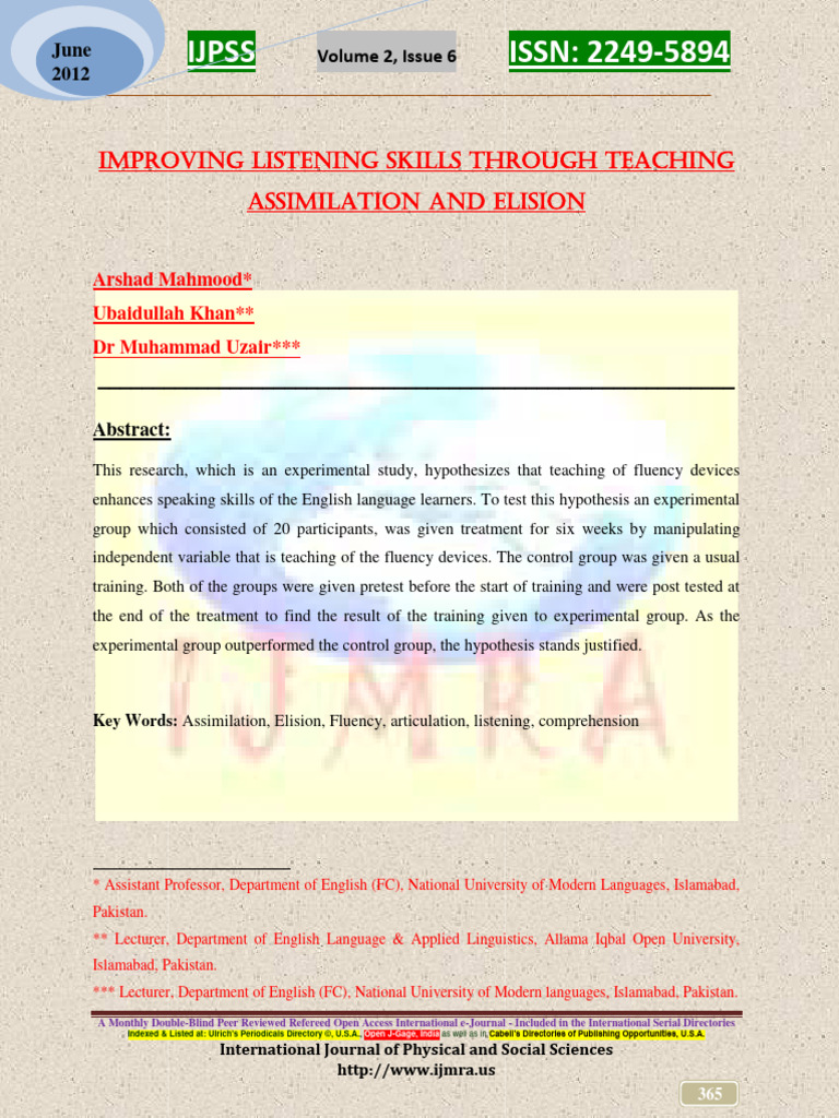 Improving Listening Skills Through Teach 1 Pdf English Language