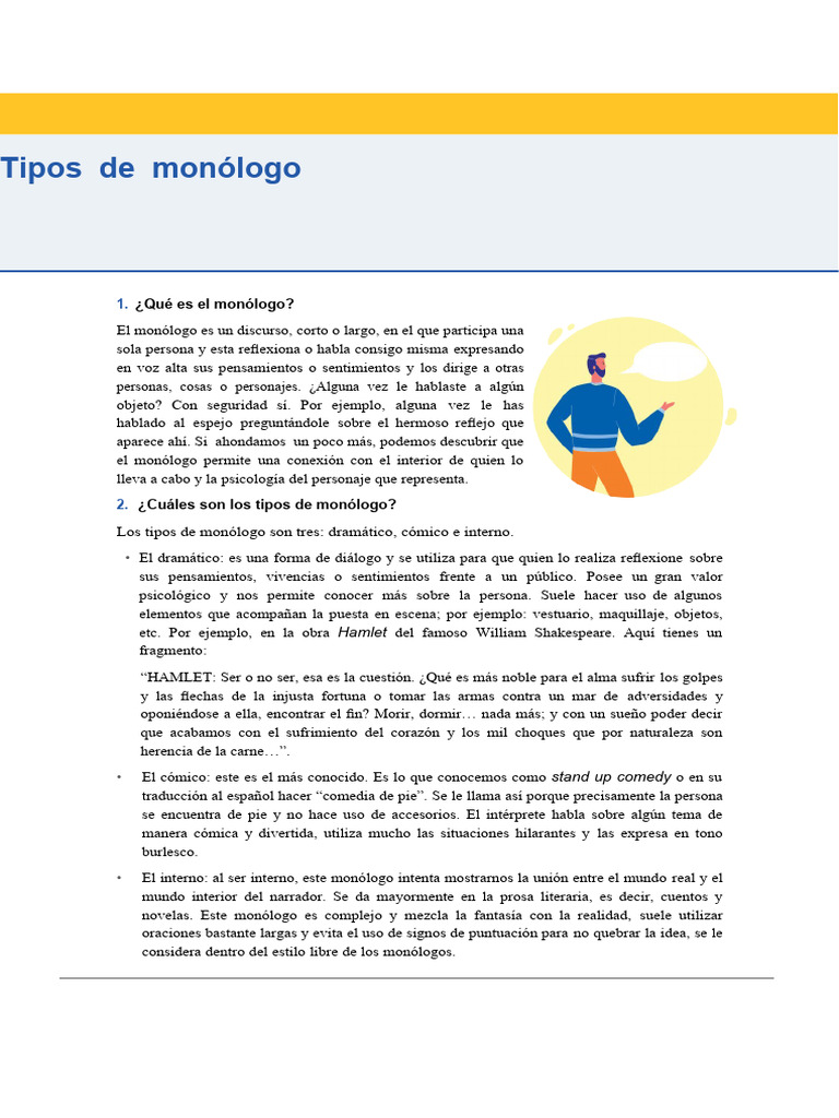 Tipos de Monólogos | PDF | Monólogo