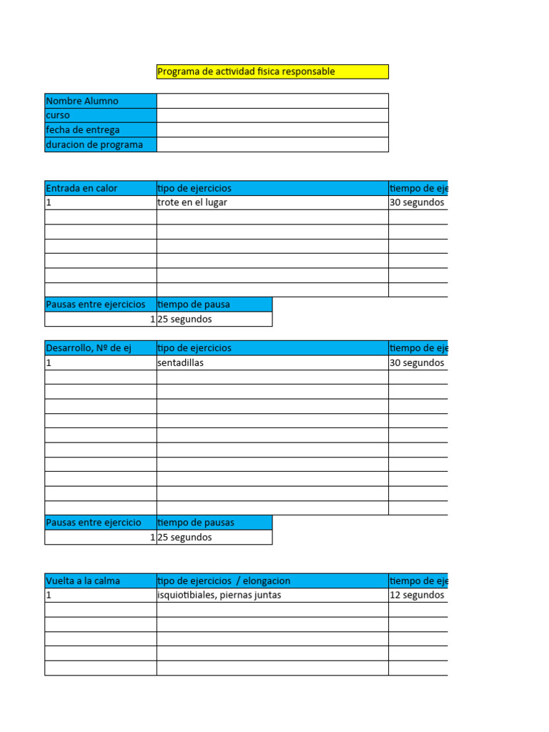 Plan de Actividad Fisica Saludable Por Alumno | PDF